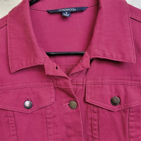 Chadwicks Of Boston Jacket Women Red Stretch Button Front Pockets Size