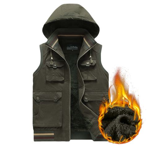Lycaql Mens Winter Coats Male Casual Solid Plush Vest Coat Detachable
