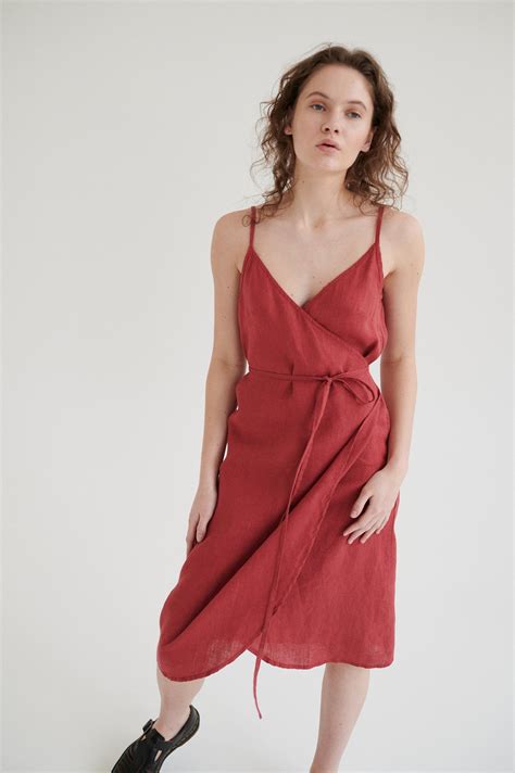 Ruby Chilli Red Linen Dress Linenfox