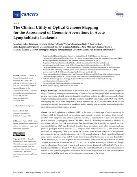 Pdf The Clinical Utility Of Optical Genome Mapping For The Assessment