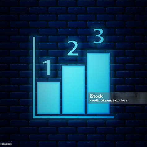 Glowing Neon Graph Schedule Chart Diagram Infographic Pie Graph Icon Isolated On Brick Wall