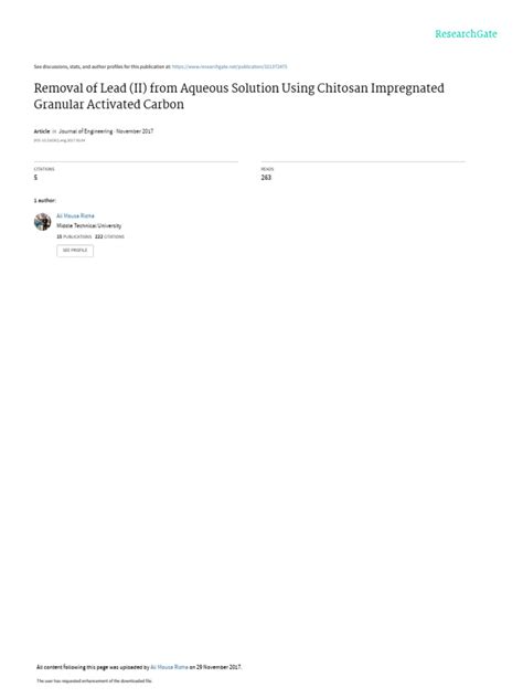 Removal Of Lead Ii From Aqueous Solution Using Chitosan Impregnated Granular Activated Carbon