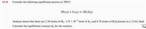 Answered 1416 Consider The Following Equilibrium Process At 700°c