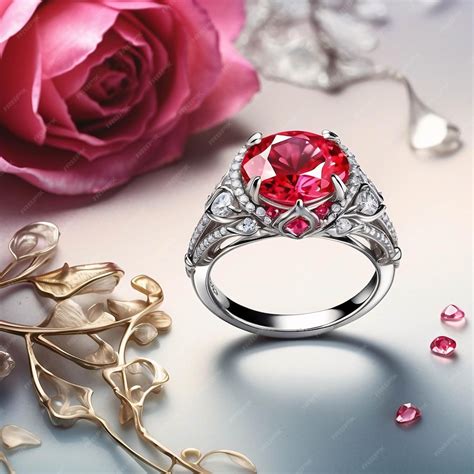 Premium Photo Luxurious Red Ruby Gem Stone Golden And Silver Ring