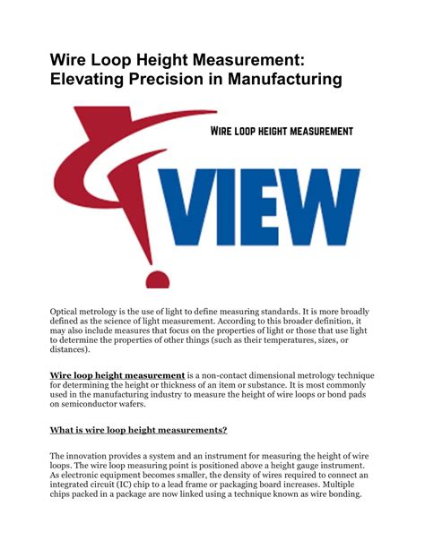 PPT Wire Loop Height Measurement Elevating Precision In