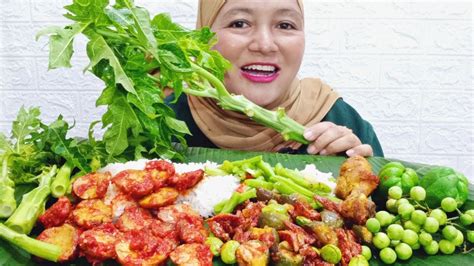 BATANG PEPAYA JENGKOL BALADO TUMIS TERONG TERI MUKBANG INDONESIA