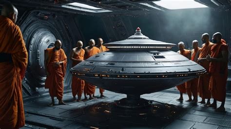 Premium Photo Group Of People Standing Around Large Object