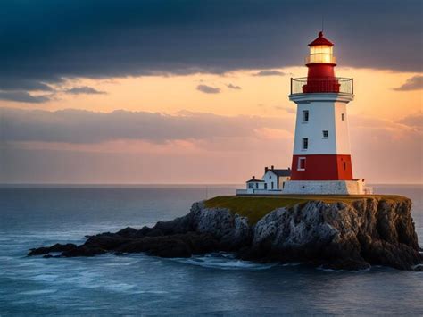 Premium Ai Image Lighthouse Surrounded By Water Ai Generated