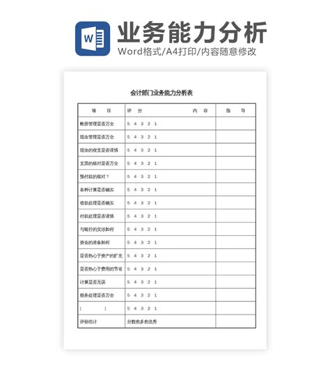办公模版下载工具 部门业务能力分析word模板下载 Flash中心