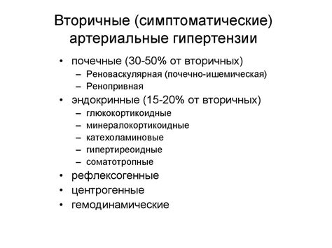 Гипертоническая болезнь Симптоматические артериальные гипертензии