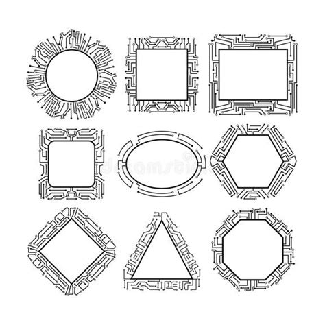 Microchip Frame Set Cartoon Vector Illustration Stock Vector Illustration Of Testing