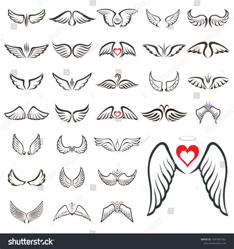Big Vector Set Wings Stock Vector Royalty Free 1497367352 Shutterstock