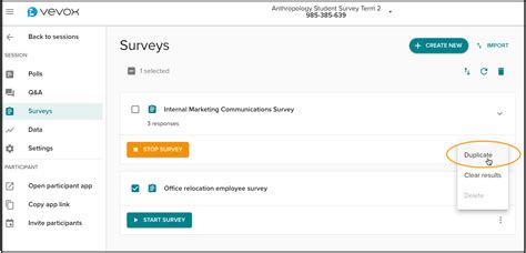Duplicate A Survey Vevox Helpsite