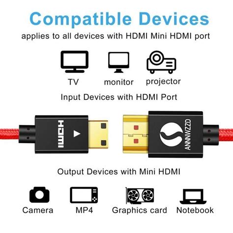 Mini Hdmi Vers Hdmi Adaptateur Mini Hdmi Mâle Vers Hdmi Mâle Prend En