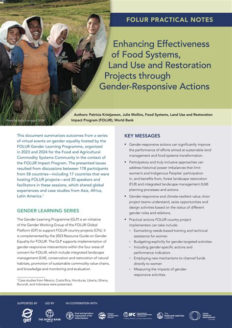 Enhancing Effectiveness Of Food Systems Land Use And Restoration Projects Through Gender