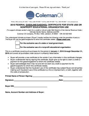 Fillable Online Federal GAS Excise Tax Exemption Certificate Docx Fax Email Print PdfFiller