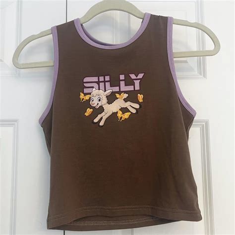 Adika Brown Silly Cropped Tank Top Depop