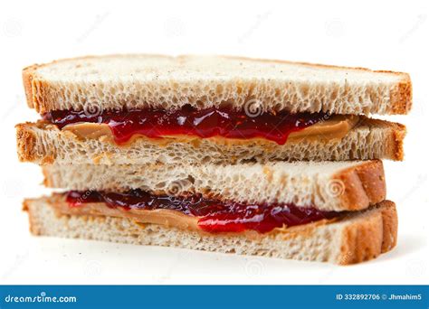 Classic Peanut Butter And Jelly Sandwich Iconic Snack Stock