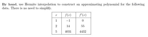 solved by hand use hermite interpolation to construct an