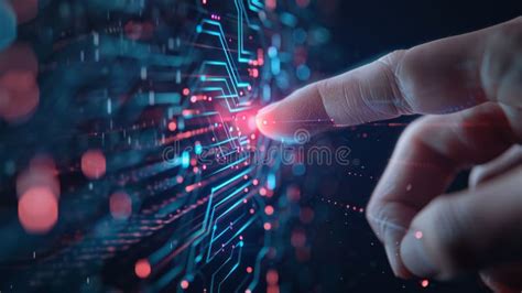 Ai Cyber Security Finger Pointing To Holographic Security Interface With Digital Locks
