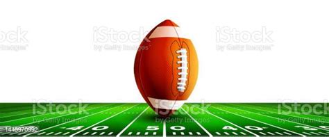 현실적인 스타일의 스포츠와 승리 개념 흰색 배경에 경기장과 함께 미식 축구를 하기 위한 축구공 골인에 대한 스톡 벡터 아트 및 기타 이미지 Istock