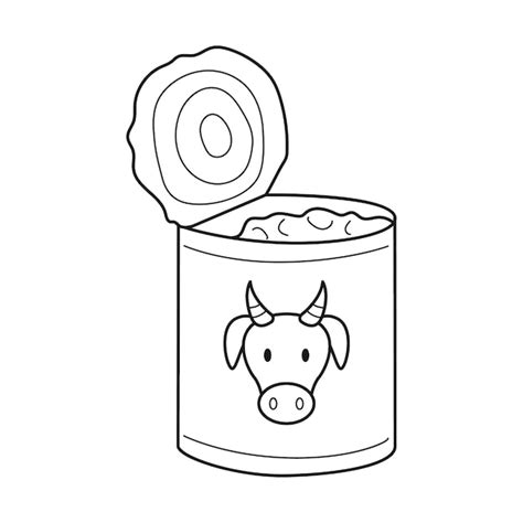 Premium Vector Doodle An Open Tin Can With Beef Stew Food Dry Rations