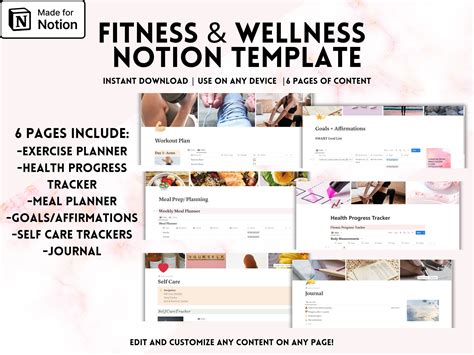 Notion Planner Template Notion Dashboard Template Notion Template Aesthetic Fitness Notion