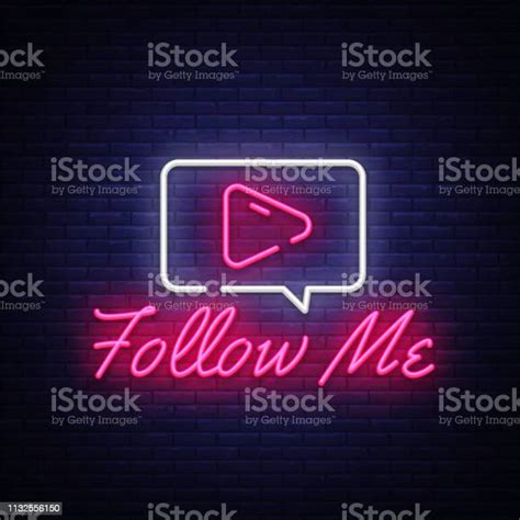 나에 게 네온 텍스트 벡터 디자인 서식 파일을 따르십시오 구독 버튼 네온 로고 빛 배너 디자인 요소 화려한 현대 디자인 동향 밤