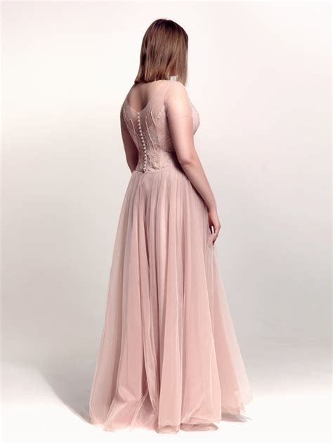Plus Size A Line Evening Gown With Short Sleeves