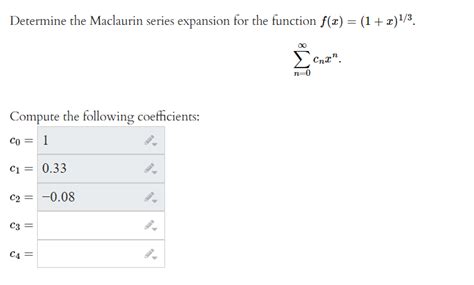 Solved Determine The Maclaurin Series Expansion For The