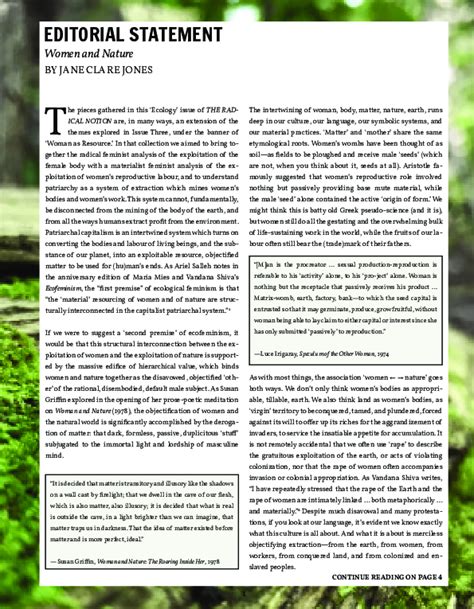 Pdf Editorial Statement Women And Nature