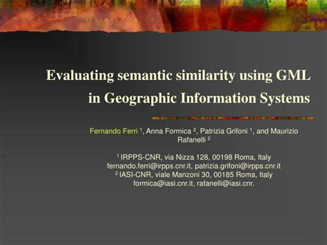 Ppt Evaluating Semantic Similarity Using Gml In Geographic