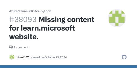 Missing Content For Learnmicrosoft Website · Issue 38093 · Azureazure Sdk For Python · Github