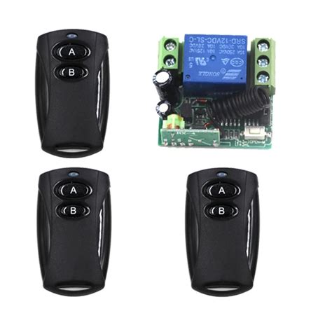 Wholesale 3pcs RF Wireless Remote Controller Black AB Button Transmitter One Small Receiver With
