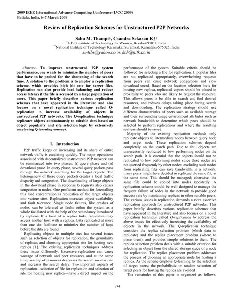 pdf review of replication schemes for unstructured p2p networks