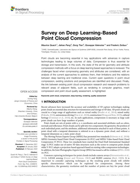 Pdf Survey On Deep Learning Based Point Cloud Compression