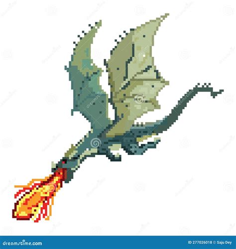 Pixel Art Flying Dragon Dragon Pixel Illustration Vector Cartoon