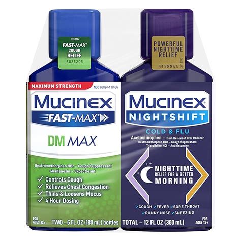 Buy Maximum Strength Mucinex Fastmax Dm Max And Mucinex Nightshift Cold