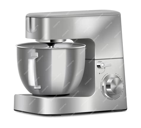 현실적인 푸드 프로세서 전문 스탠드 전기 믹서 흰색 배경에 고립 3d 벡터 프리미엄 벡터