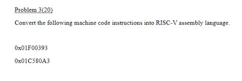 Solved Convert The Following Machine Code Instructions Into