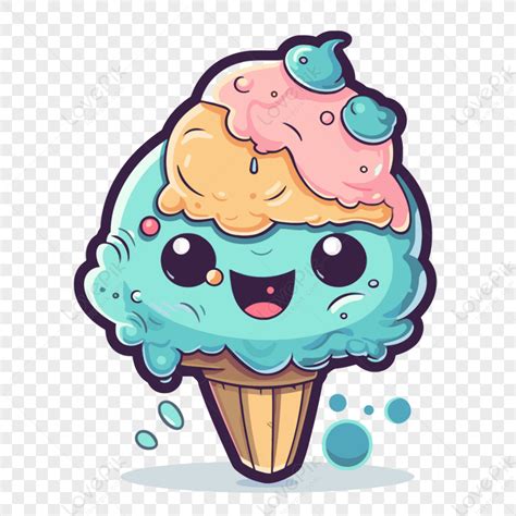 귀여운 아이스크림 콘 캐릭터 벡터만화상표 Png 일러스트 무료 다운로드 Lovepik