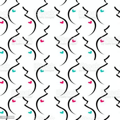 임신의 개념 평평한 스타일의 출산 흰색 배경에 심장을 가진 젊은 임산부의 배의 선형 실루엣 가족에 대한 스톡 벡터 아트 및 기타 이미지 Istock