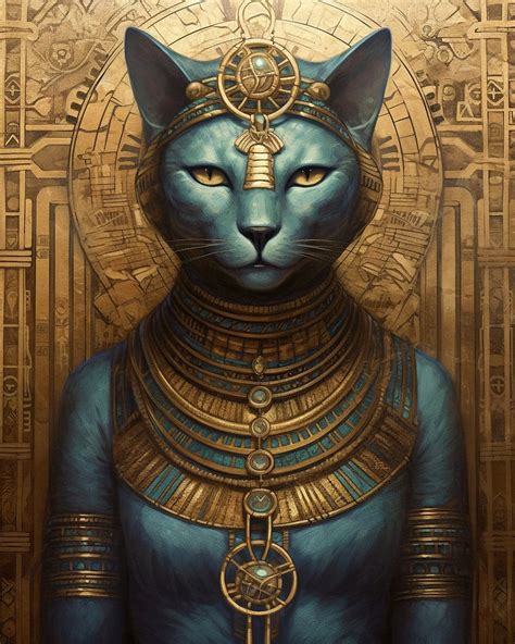 Bastet Cat Goddess Of Ancient Egyptian Bast Egypt Blue Etsy