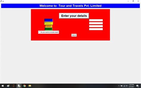 Python Program To Travel Form Using Python Tkinter Kashipara