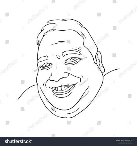 Outline Drawing Funny Man Double Chin Stock Vector Royalty Free 2127279170 Shutterstock