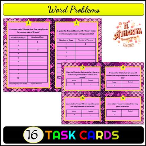 multiplication function input output tables and word problems task cards
