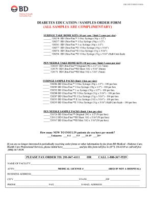 Bd Sample Order Form 2019 Fill And Sign Printable Template Online
