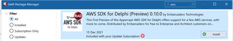 appercept s aws sdk for delphi 11 alexandria enterprise
