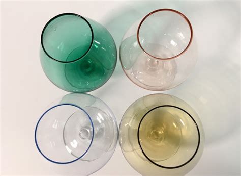 Mid Century Brandy Snifter Set 4 Small Different Colored Snifters