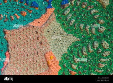 Handmade Knitting Wool Texture Background Closeup Needlework Stock